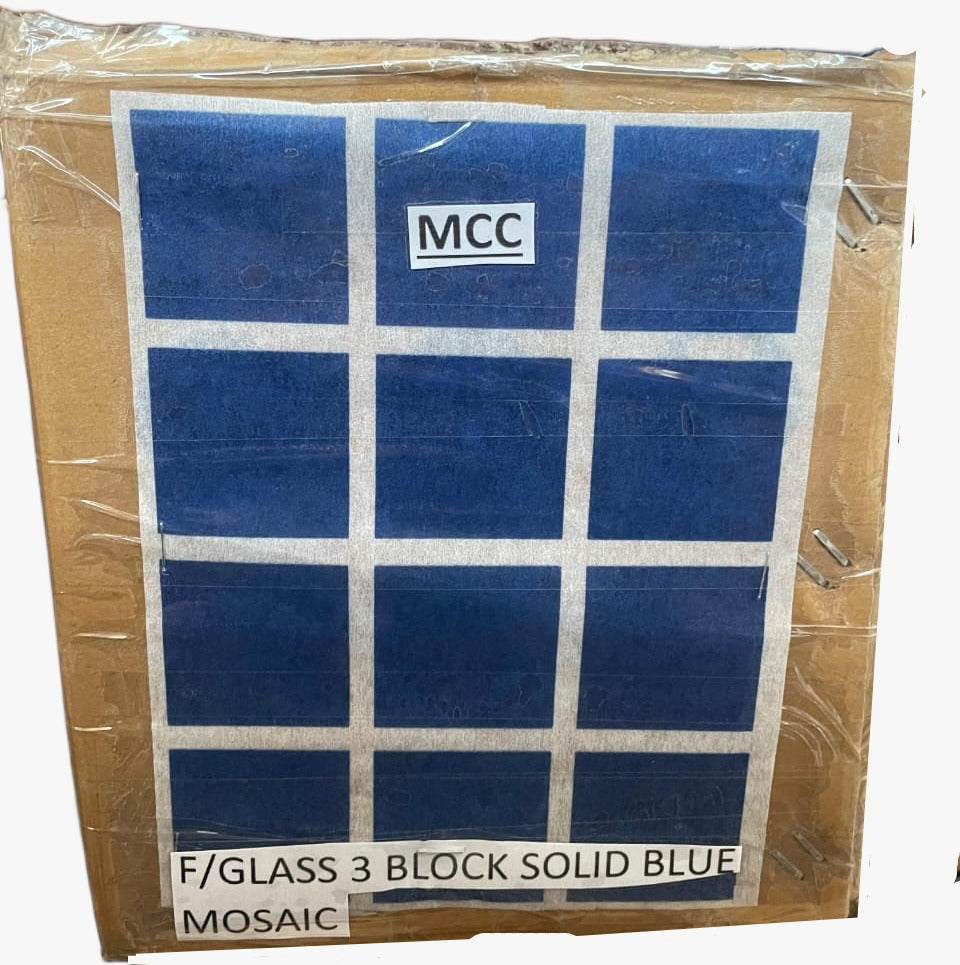 Fiberglass 3-Block Solid Blue Mosaic Sheet – UV-Stable Decorative Tile ...